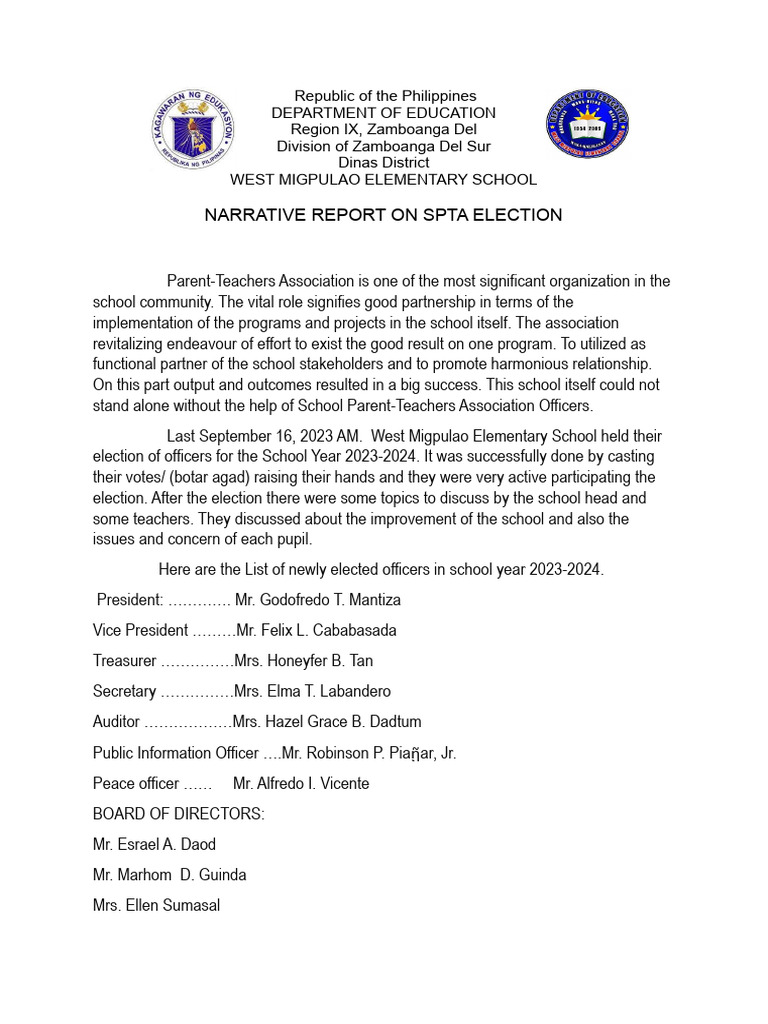 2023-24 PTA Officers Report | PDF