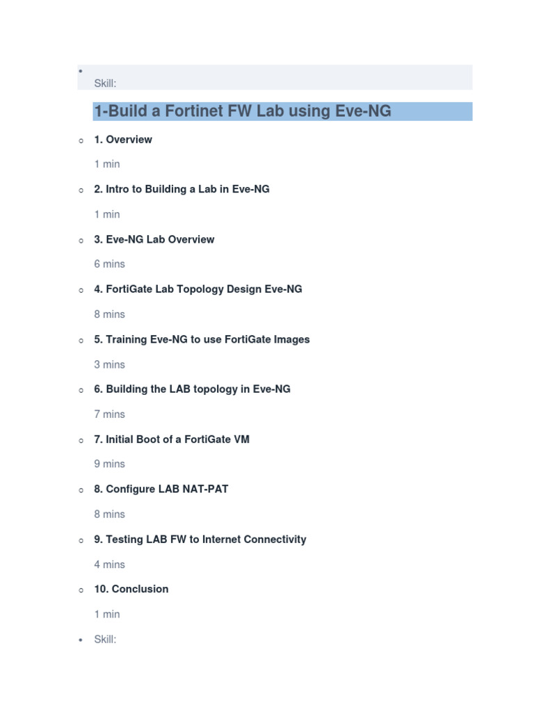 1-Build A Fortinet FW Lab Using Eve-NG: Skill | PDF | Virtual Private Network | Denial Of ...