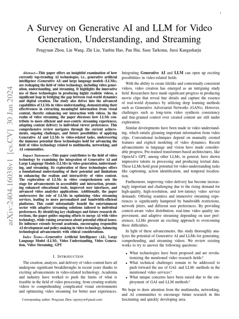 A Survey On Generative AI and LLM For Video | PDF | Data Compression | Video