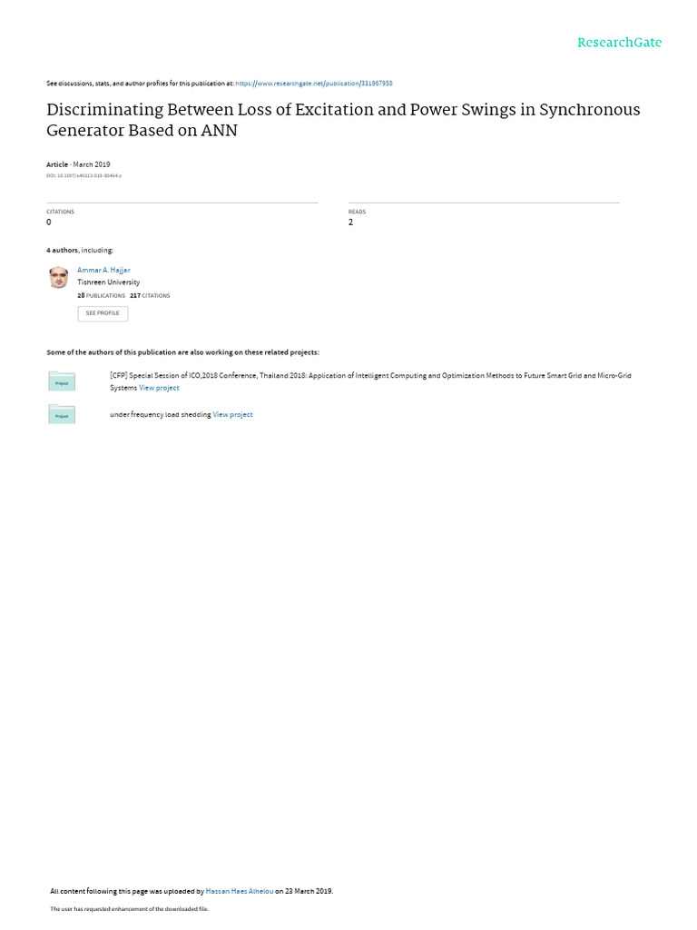 Discriminating Between Loss of Excitation and Power Swings in ...