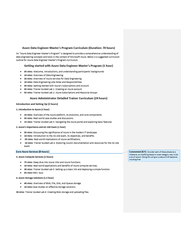 Azure Data Engineer Master Program Curriculum - Revised | PDF ...