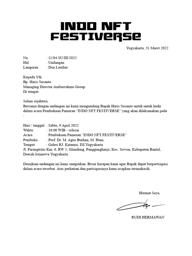 Opening Invitation - Bp. Haris Susanto | PDF