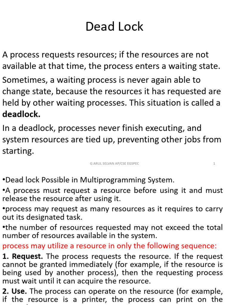 Unit 2 Deadlock Pdf Process Computing Operating System Technology