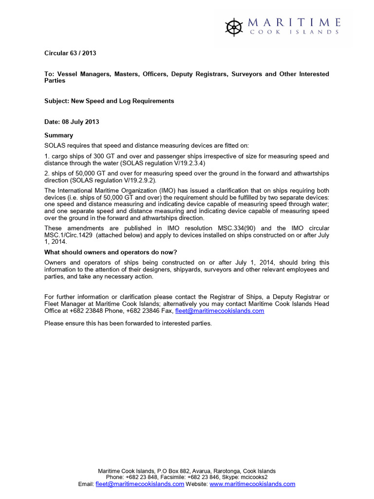 mci-circular-63-new-speed-and-log-requirements | Download Free PDF | Ships | Water Transport