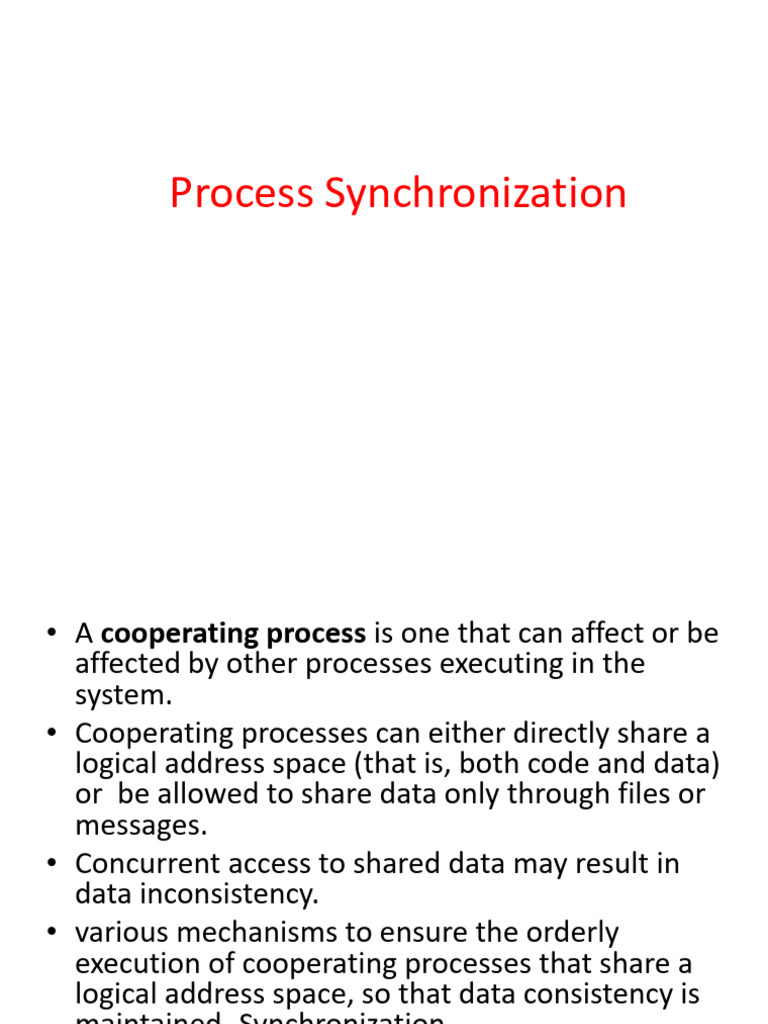 Unit 2 Part 2 - Process Synchronization and CPU Scheduling | PDF | Process (Computing ...