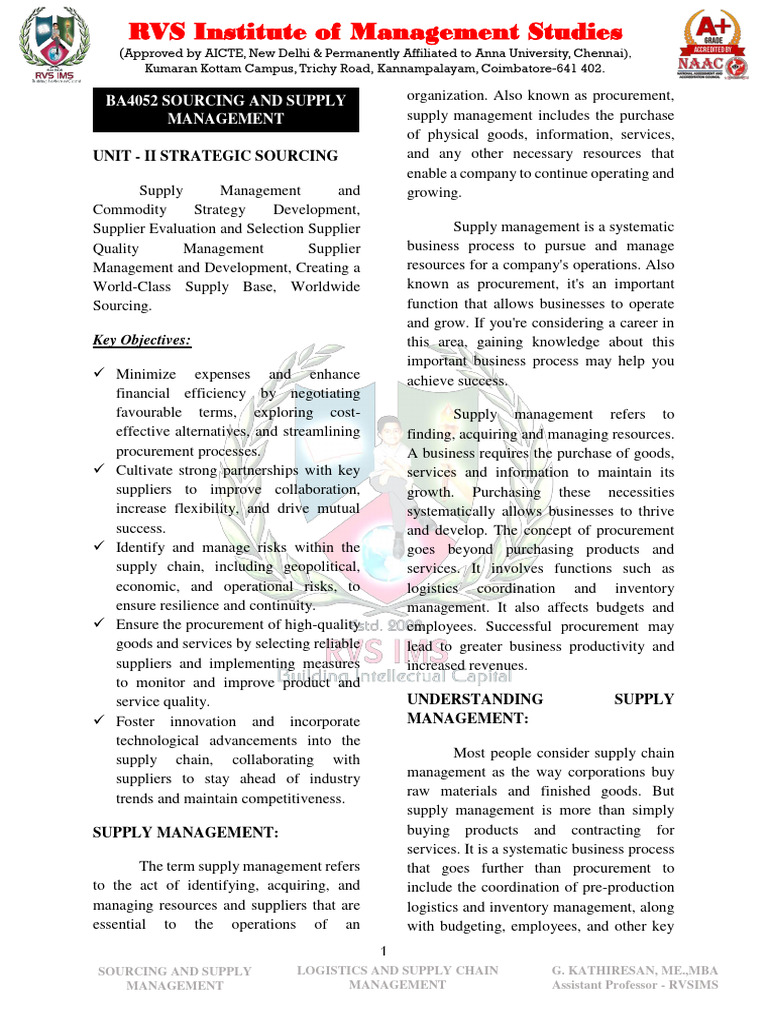 SSM Book U2 | PDF | Procurement | Supply Chain