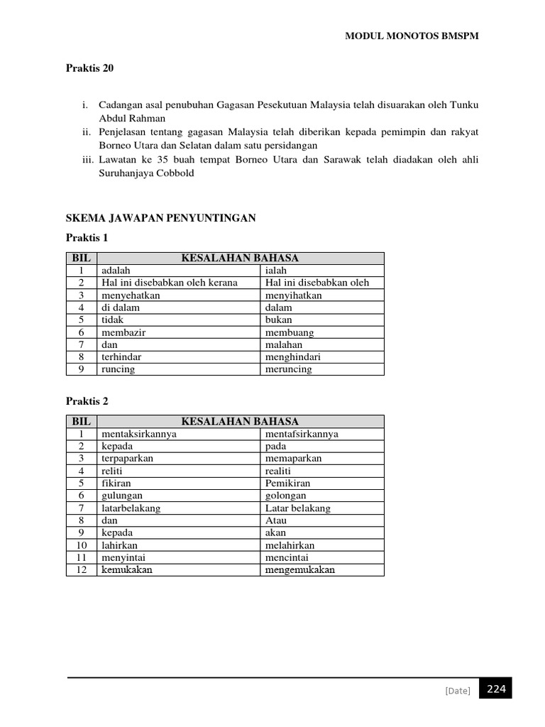 013 MODUL MONOTOS BM SPM KERTAS 2 + Jwp-224-229 | PDF