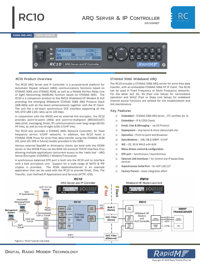 HF Radio Network Controller - RC10 RapidM | PDF | Internet Protocols | Computer Engineering