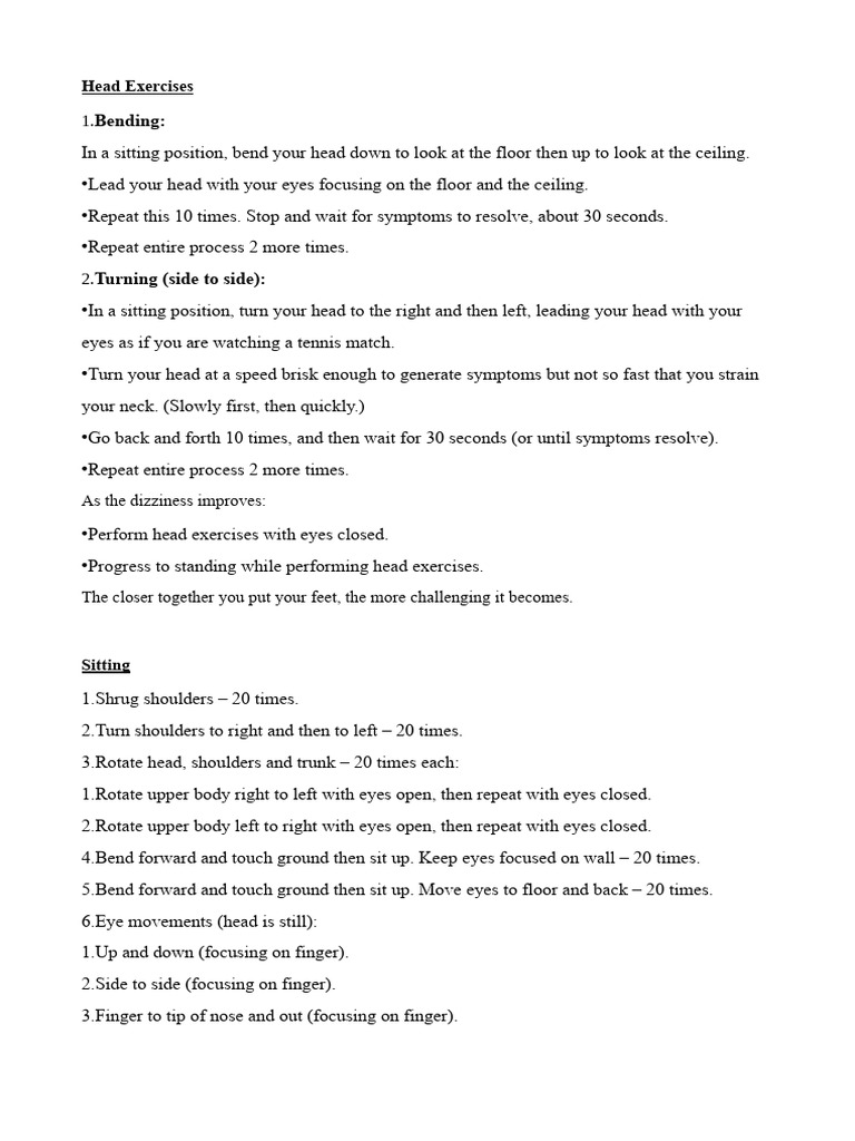 Bending:: Head Exercises | PDF | Foot