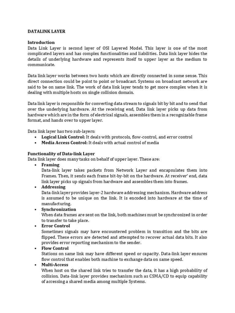 l6 CN Data Link Layer | PDF | Error Detection And Correction | Transmission Control Protocol