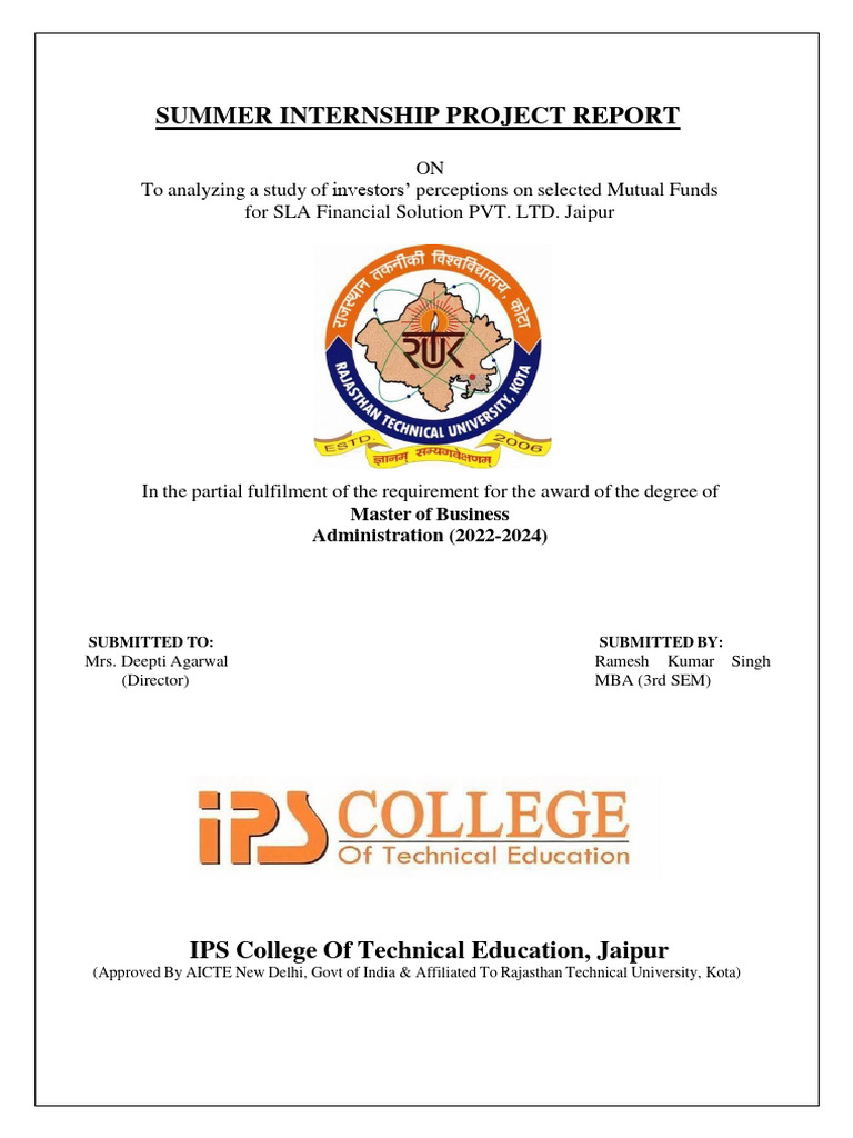 Ramesh Summer Internship Project File | PDF | Financial Risk | Investing