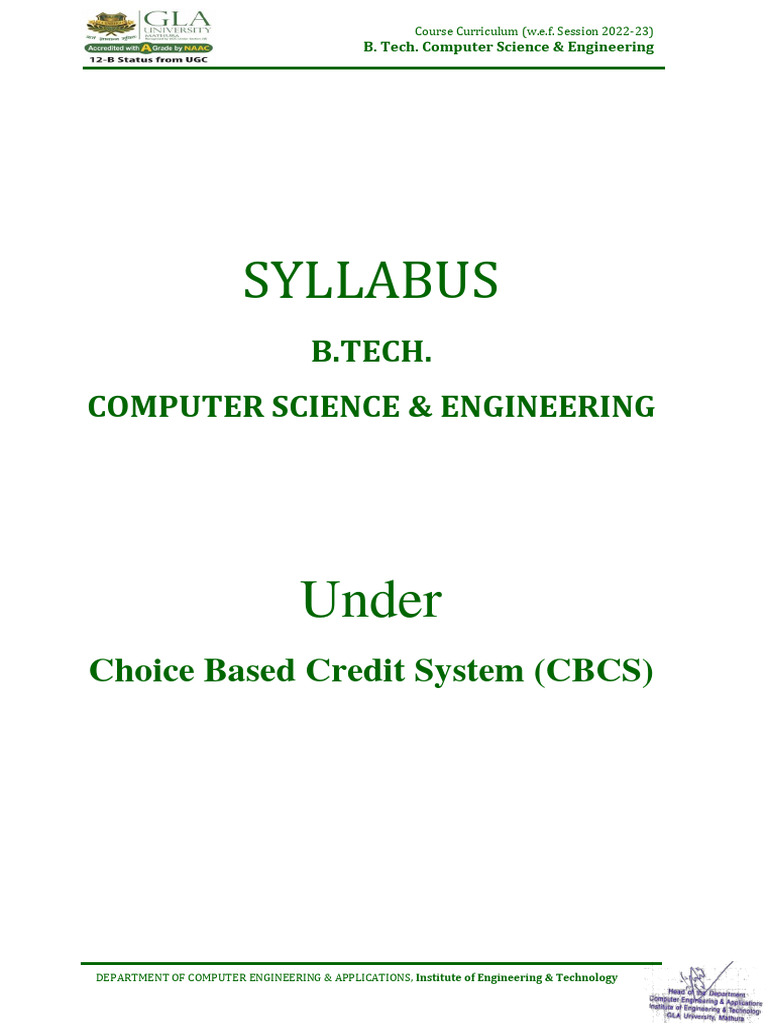 Syllabus of B.Tech (CSE) 2nd Year - With CO and PO Mapping | PDF ...