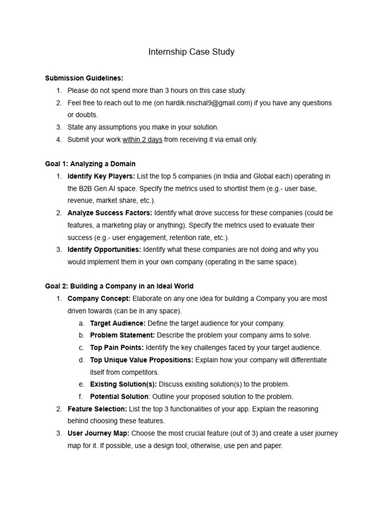 Internship Case Study Submission Guide | PDF | Business | Computers
