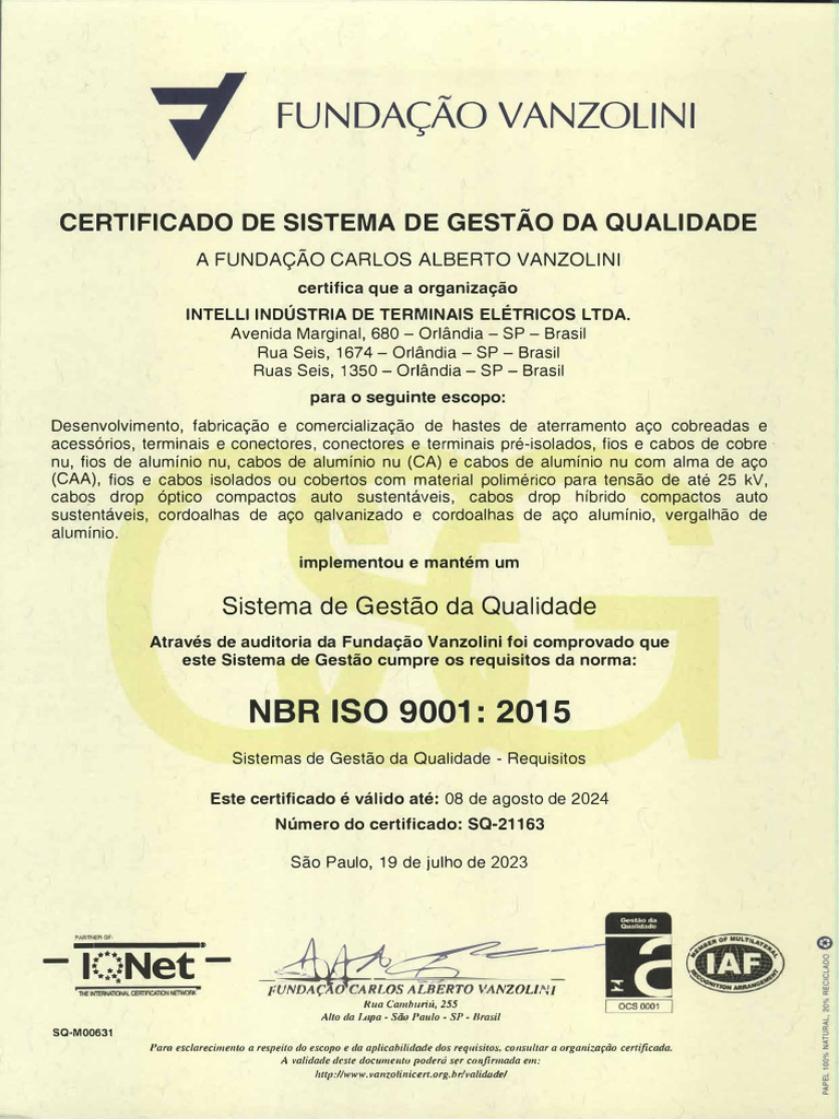 2019 Certificados ISO Intelli val 2022 | Download Free PDF | Quality ...