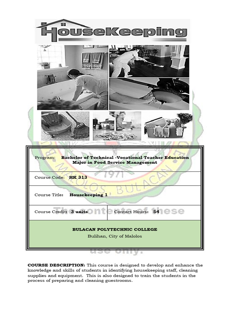 The Definition and Classification of Housekeeping and The ...