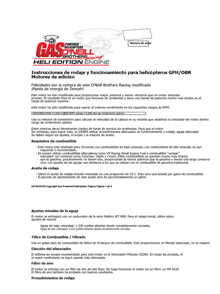 GPH OBR 310 Español | PDF | Acelerador | Carburador