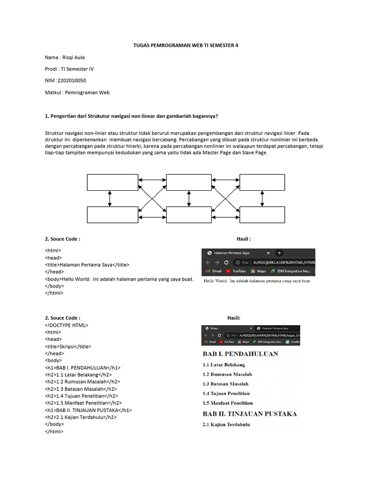 Risqi Aula - TI Smt4 - 2202010050 - TUGAS (1) - PEMROGRAMAN WEB | PDF