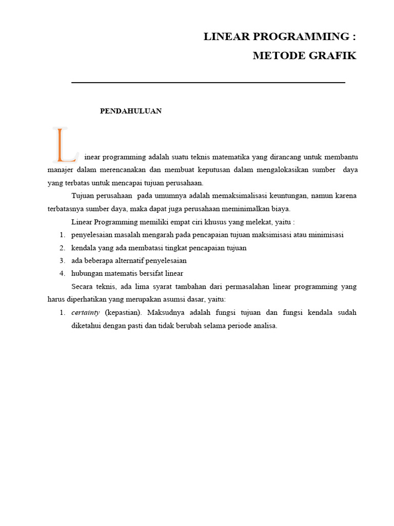 Linear Programming Materi 1 | PDF