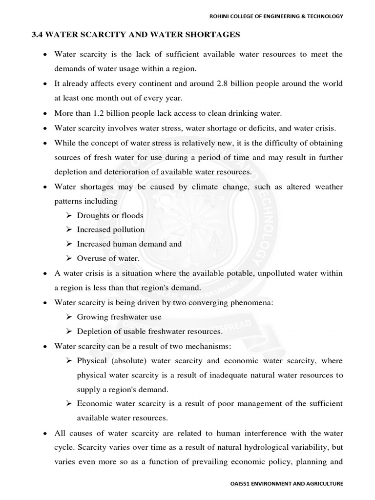 Water Scarcity | PDF | Water Scarcity | Water