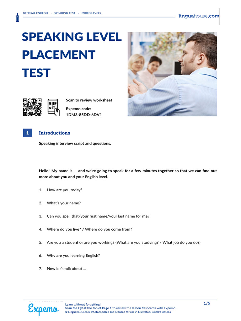 speaking-level-placement-test-british-english-teacher | PDF ...