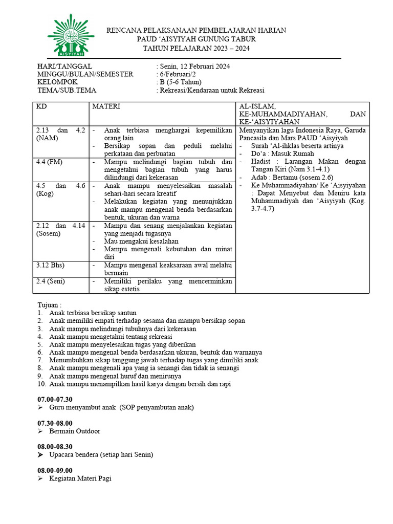 RPPH 12 Feb 2024 - Rekreasi | PDF | Kesehatan Holistik