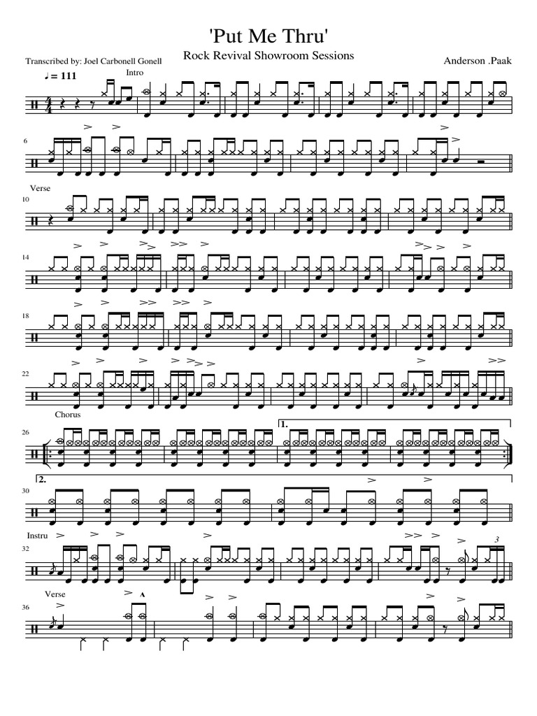 Put Me Thru - Anderson .Paak - Drum Transcription by Joel Carbonell ...