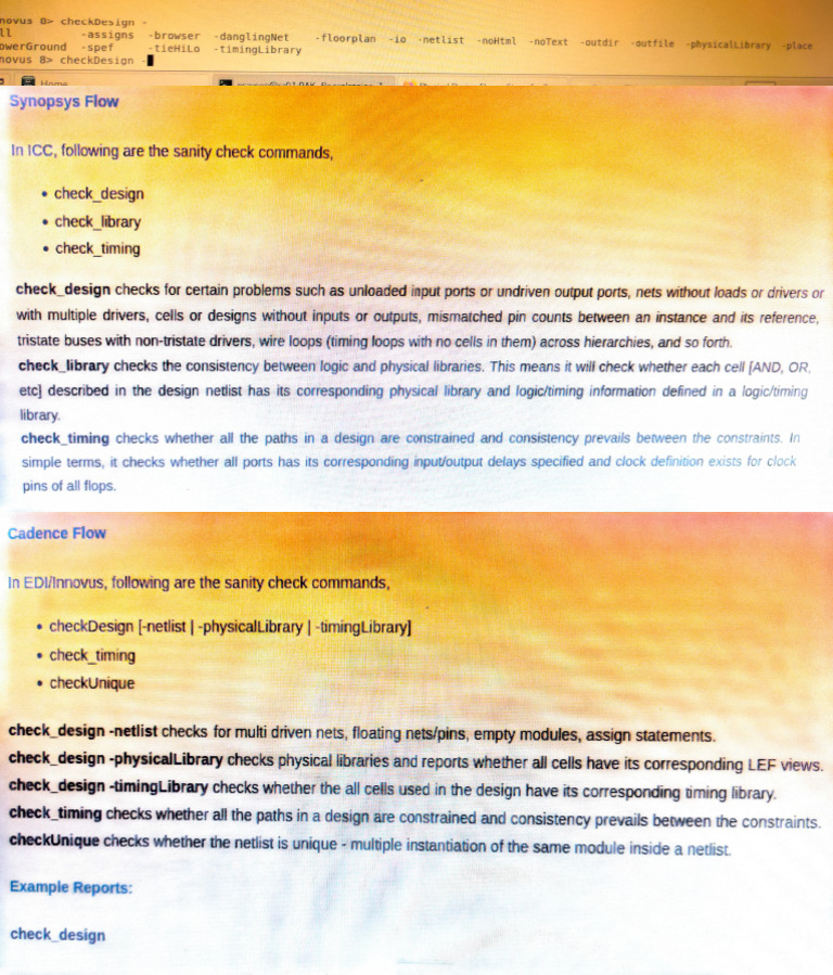 Sanity Checks (Cadence and Synopsys) | PDF | Technology & Engineering