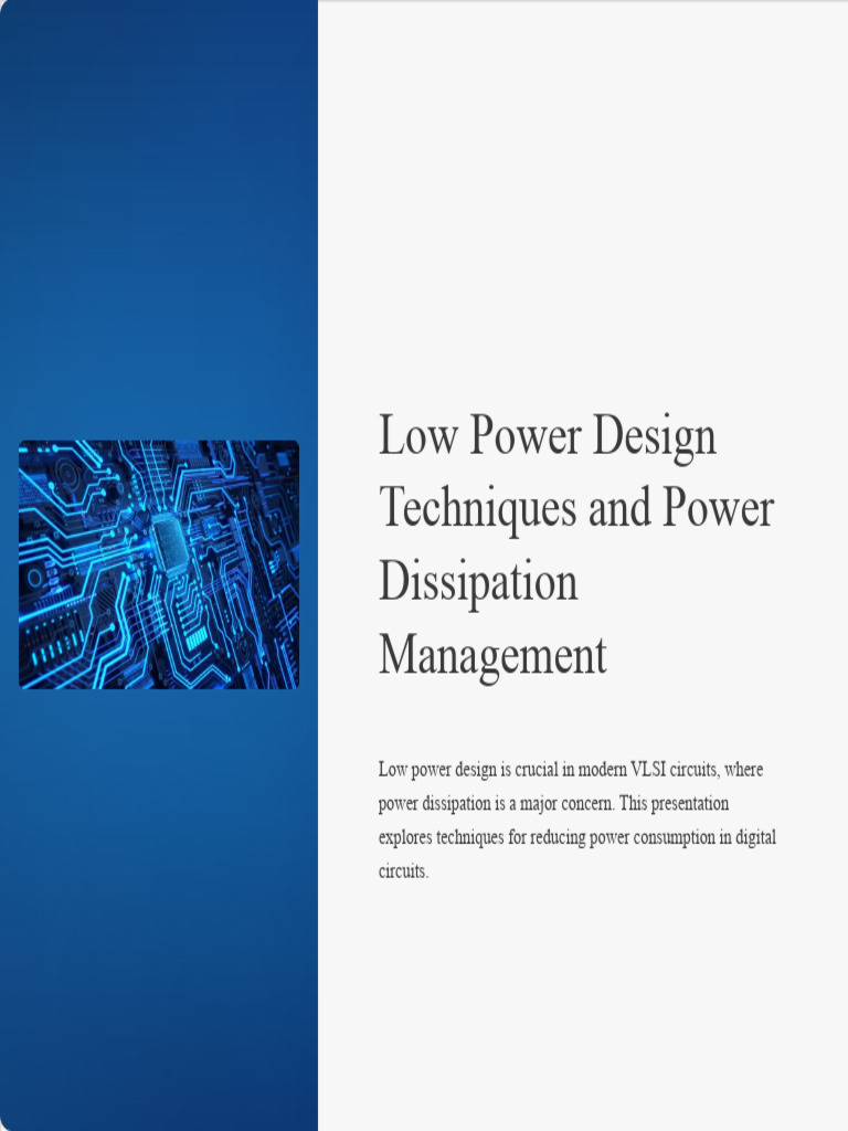 Low Power Design Techniques and Power Dissipation Management | PDF ...
