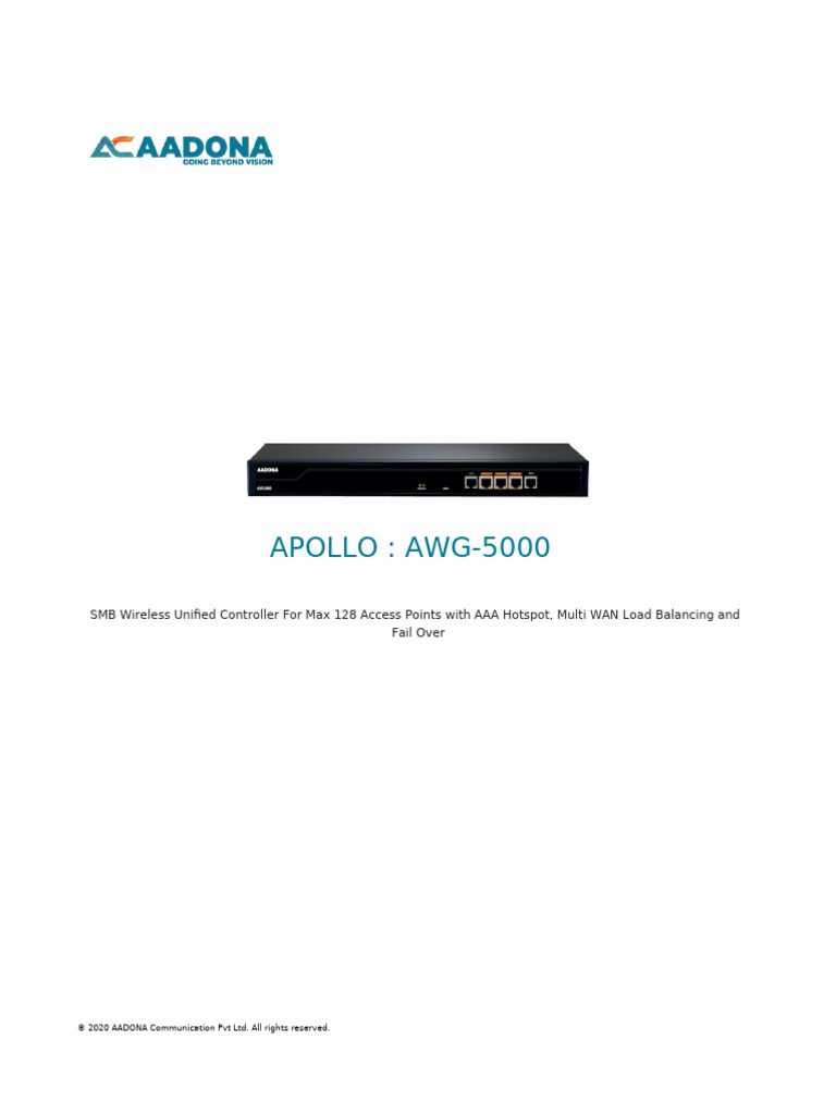 AADONA Apollo AWG-5000 | PDF | Computer Network | Port (Computer ...