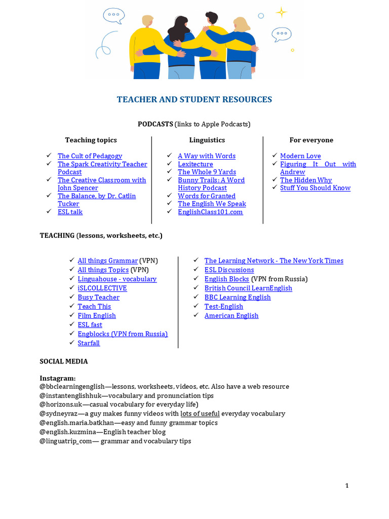 Teacher and Student Online Resources | PDF | English Language | English ...