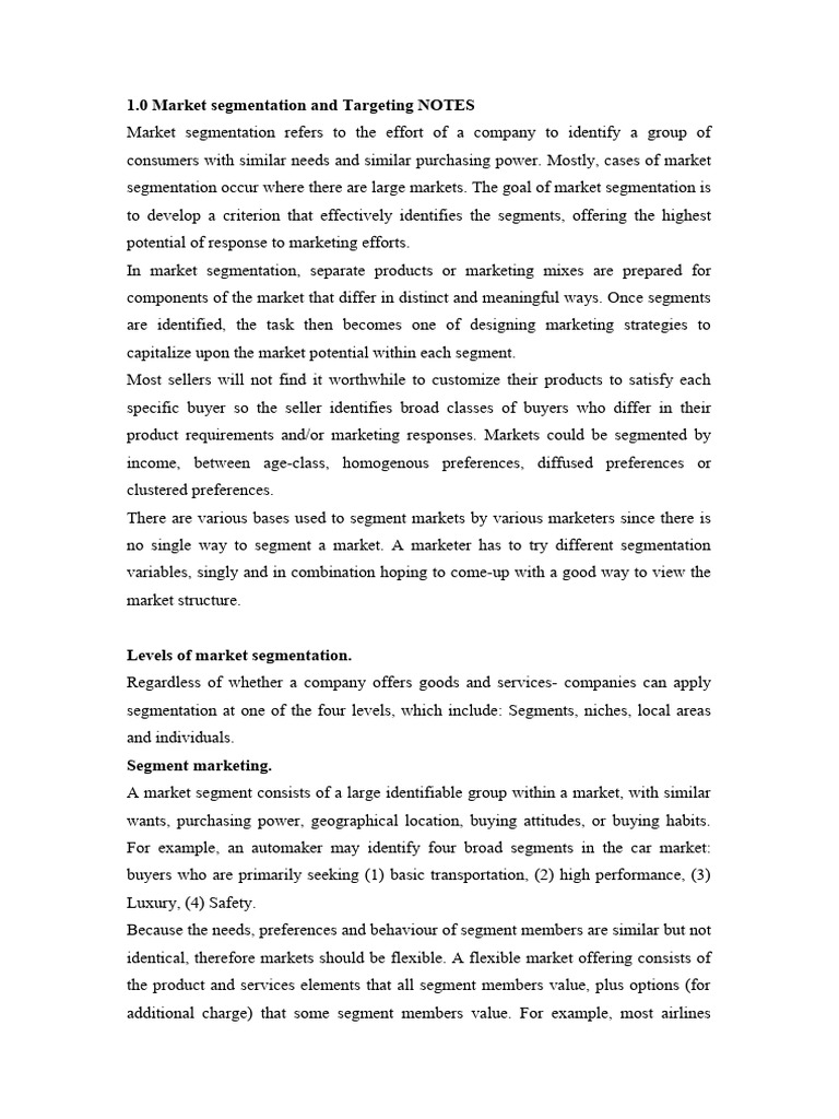 Lesson 5 Marketing Segmentation and Targeting | PDF | Market ...