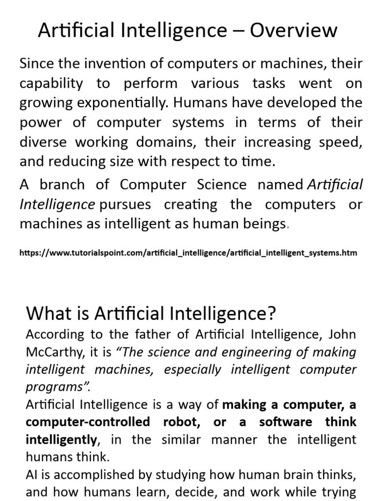 Artificial Intelligence – Overview | Download Free PDF | Artificial ...