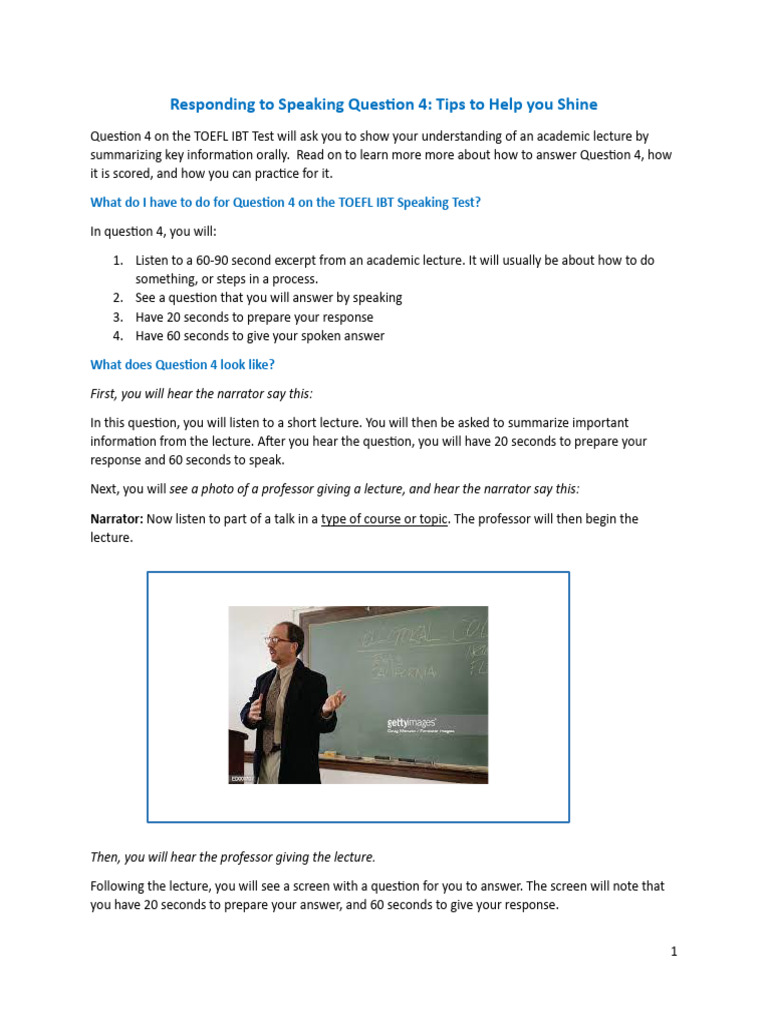 Integrated Academic Speaking | PDF | Lecture | Test Of English As A ...