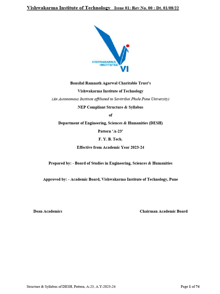 FY - BTech - Syllabus - A.Y. 23-24 - (As Per NEP Compliant) | PDF ... FY - BTech - Syllabus - A.Y. 23-24 - (As Per NEP Compliant) | PDF ...
