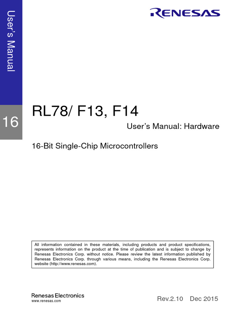 RL78 User Manual | PDF | Input/Output | Electronics