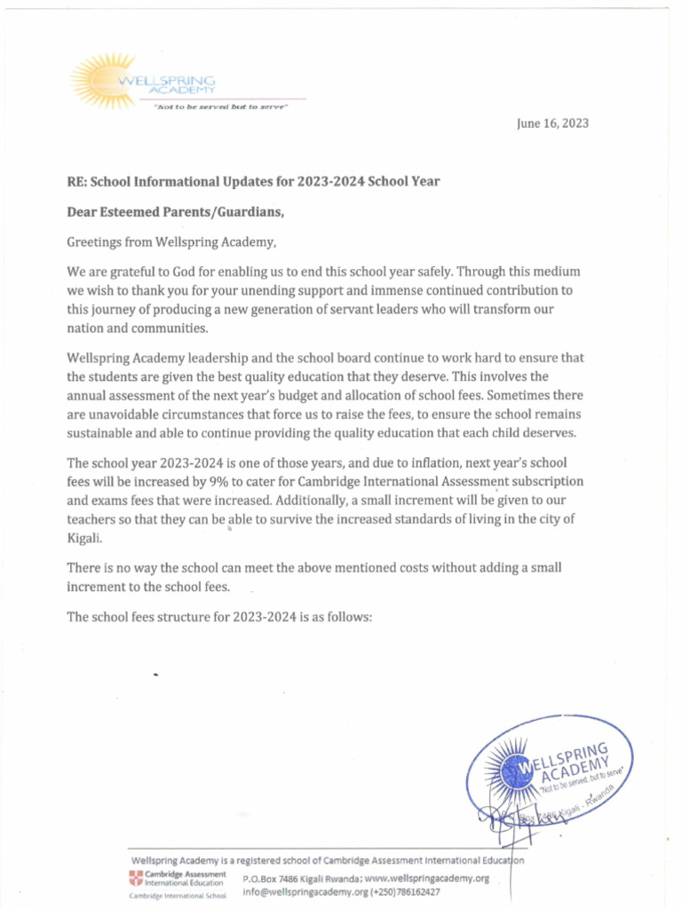 Fees Structure For 2023 2024 | PDF