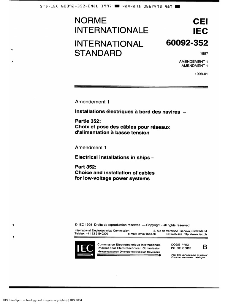 IEC 60092-352 Choice & Installation of Cables For Low Voltage Power ...
