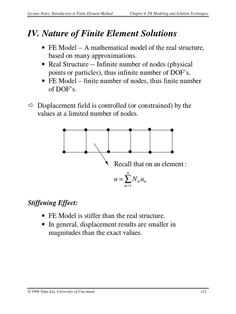 IV. Nature of Finite Element Solutions: Stiffening Effect | PDF | Finite Element Method | Algorithms