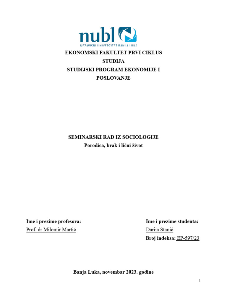 Ekonomski Fakultet Prvi Ciklus | PDF