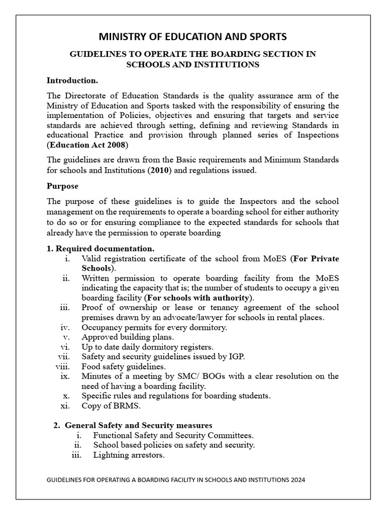 Gudelines To Operate Boarding Section 2023 Revised | PDF | Dormitory ...