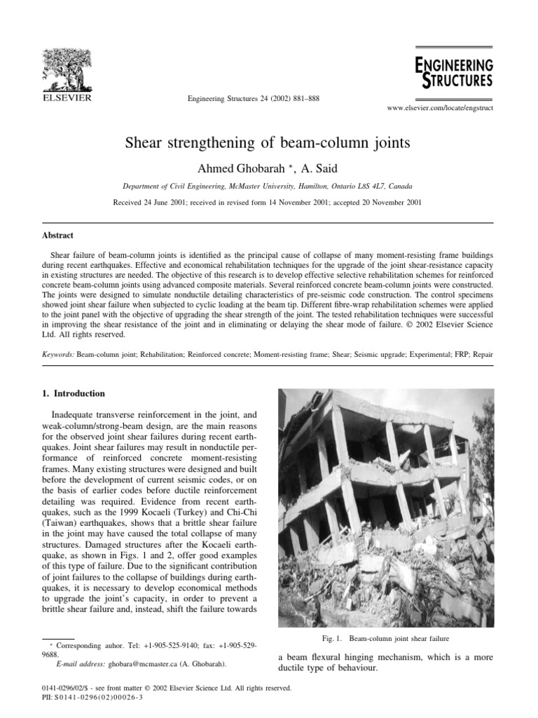Shear Strengthening of Beam Column Joint | PDF | Fibre Reinforced ...