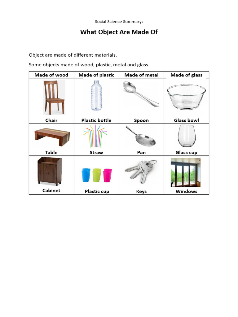 Summary Social Science - What Object Are Made Of | PDF