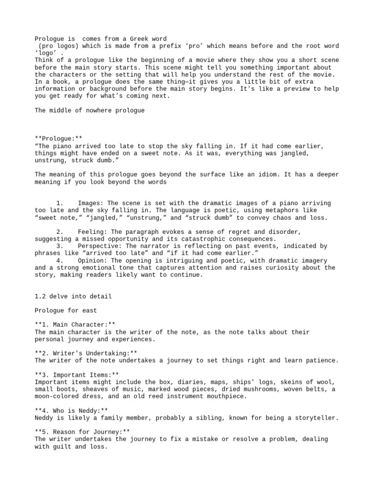 Understanding Prologues and Their Elements | PDF