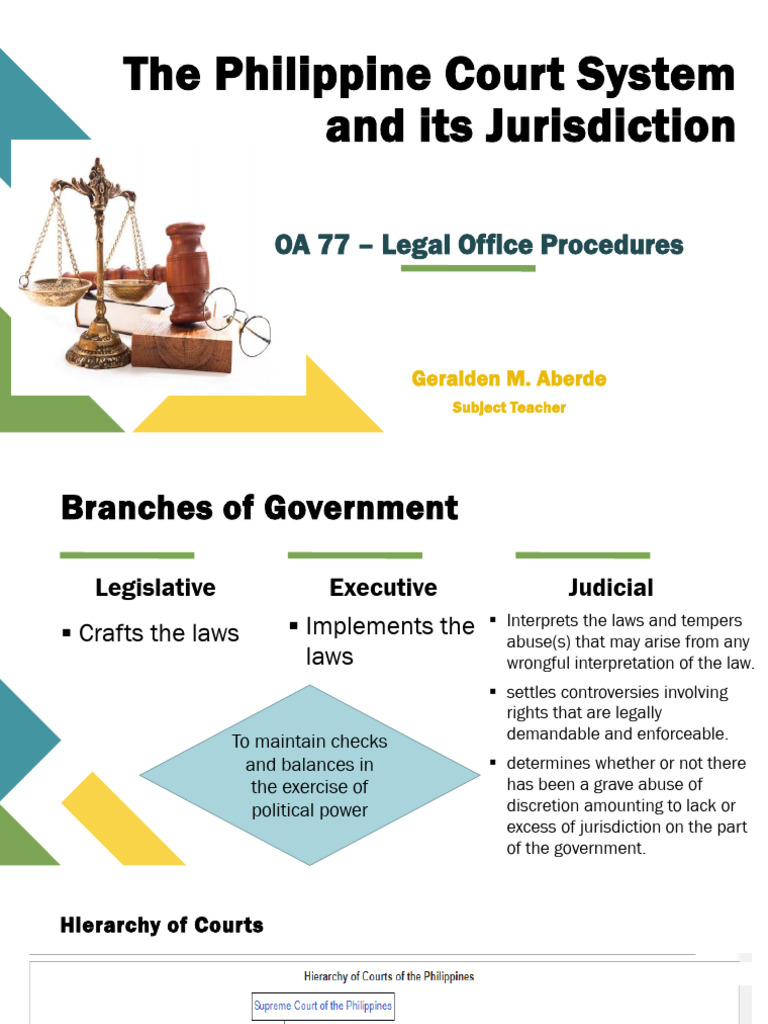 The Philippine Court System | PDF | Jurisdiction | Appellate Court
