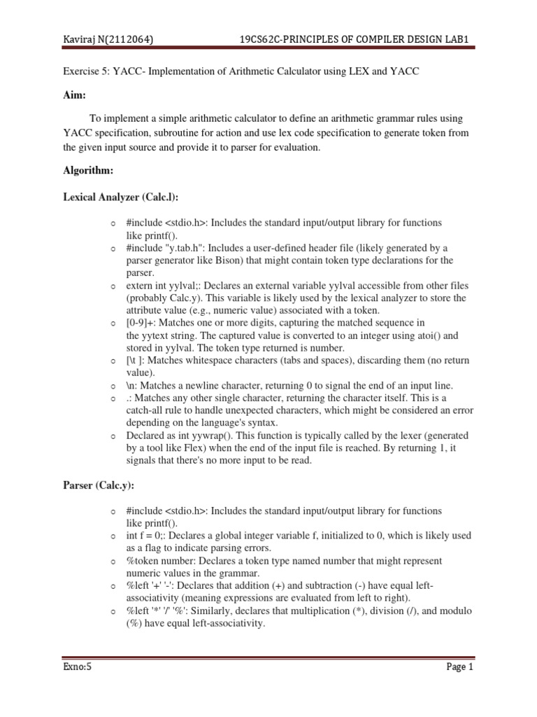 Ex5pcd Kavi | PDF | Parsing | Computer Engineering
