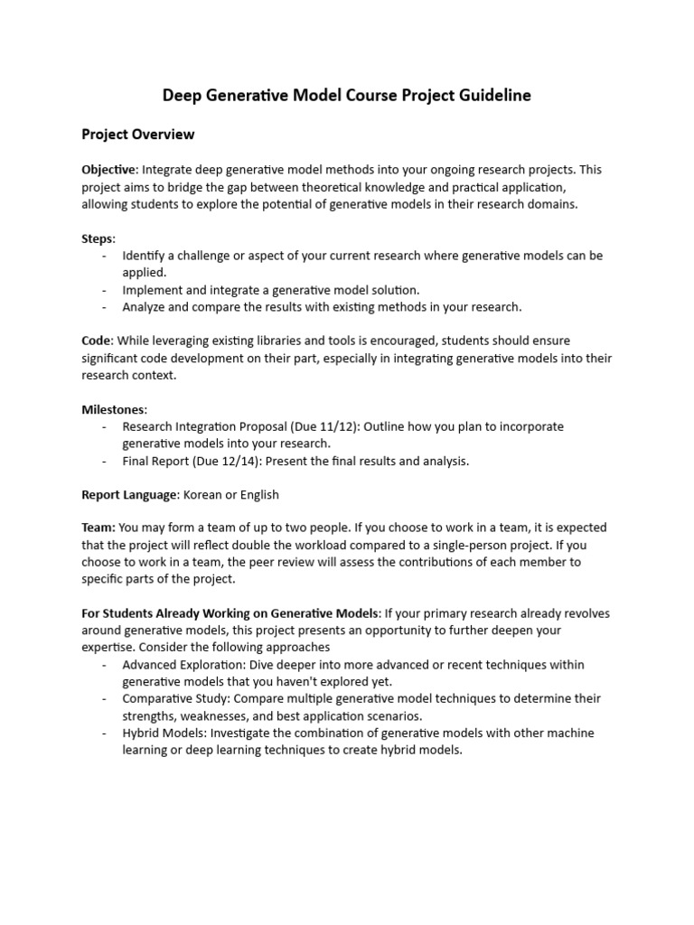 Deep Generative Model Course Project Guideline | PDF | Cognition ...