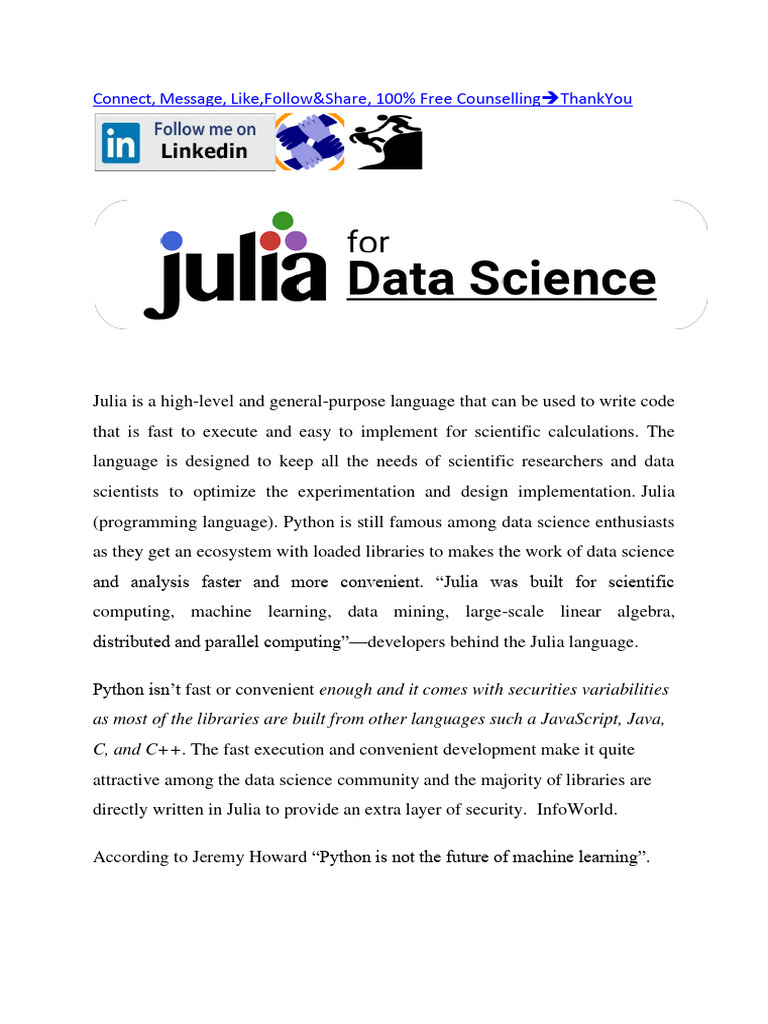 Julia For Data Science | PDF | Parallel Computing | Python (Programming ... Julia For Data Science | PDF | Parallel Computing | Python (Programming ...