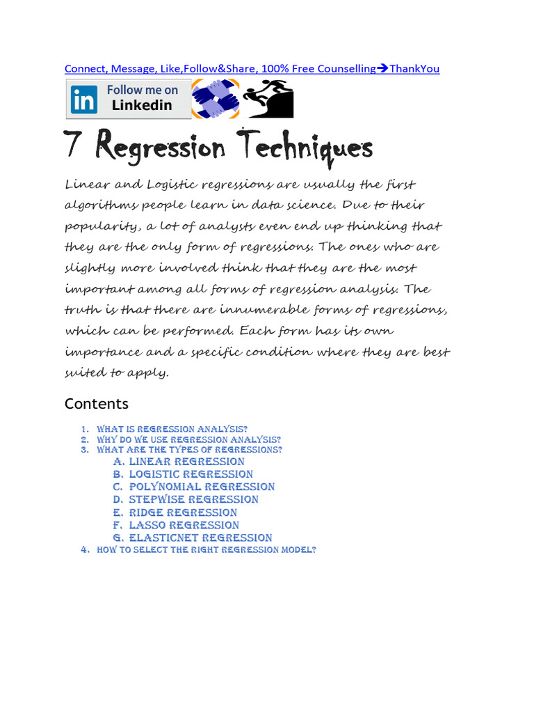 Regression Techniques | Download Free PDF | Linear Regression | Regression Analysis