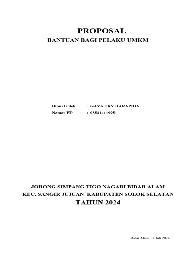 Proposal Umkm Pida | PDF