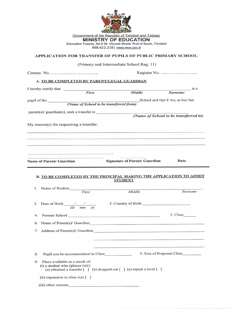 Application For Transfer of Pupils of Public Primary School ...